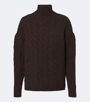 Max Mara Cable-knit Wool And Cashmere-blend Sweater Brown