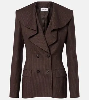 Alexander McQueen Draped Striped Wool Blazer