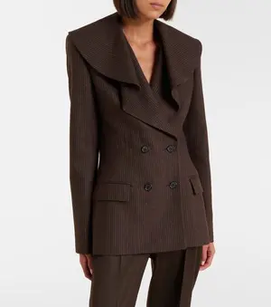 Alexander McQueen Draped Striped Wool Blazer