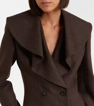 Alexander McQueen Draped Striped Wool Blazer