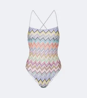 Missoni Zigzag Lamé One-shoulder Swimsuit - Multicoloured