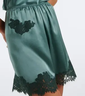 DÔEN Irsa Lace-trimmed Silk Satin Shorts