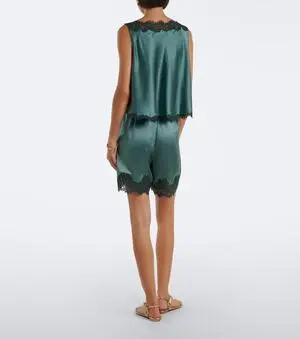 DÔEN Irsa Lace-trimmed Silk Satin Shorts