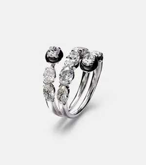 KAMYEN 18kt White Gold And Enamel Ring With Diamonds