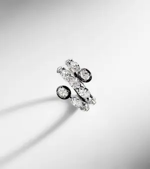 KAMYEN 18kt White Gold And Enamel Ring With Diamonds