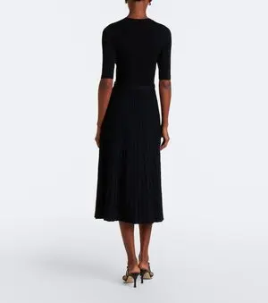 Veronica Beard Elthea Belted Ribbed-knit Midi Dress - Black