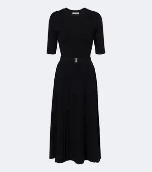 Veronica Beard Elthea Ribbed-knit Midi Dress - Black
