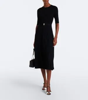 Veronica Beard Elthea Ribbed-knit Midi Dress - Black