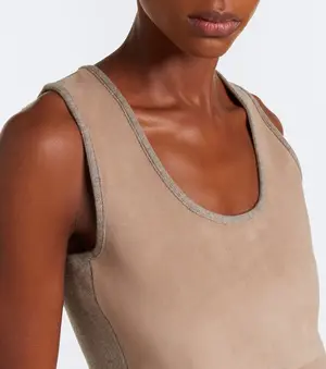 Max Mara Wool And Cashmere-paneled Suede Top - Beige