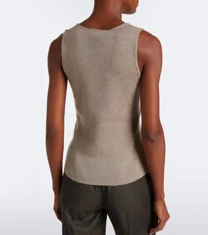 Max Mara Wool And Cashmere-paneled Suede Top - Beige