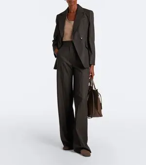 Max Mara Wool And Cashmere-paneled Suede Top - Beige
