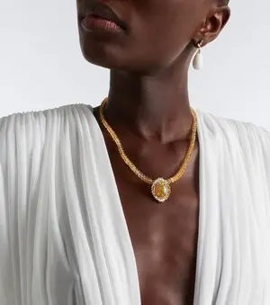 SUZANNE KALAN 18kt Pendant Necklace With Opals And Diamonds