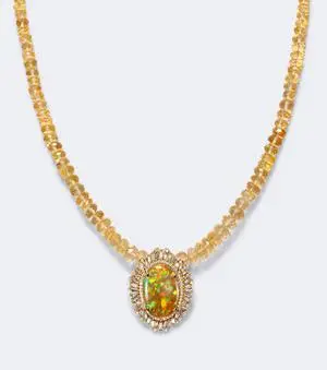 SUZANNE KALAN 18kt Pendant Necklace With Opals And Diamonds