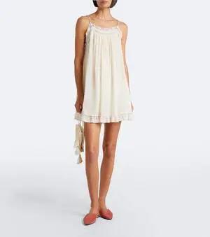 DÔEN Penelope Lace-trimmed Silk Georgette Minidress