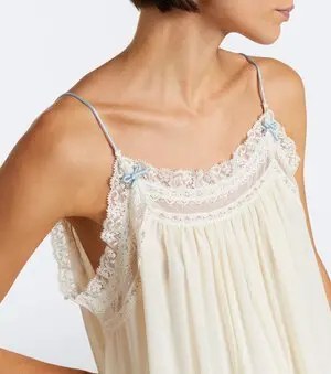 DÔEN Penelope Lace-trimmed Silk Georgette Minidress