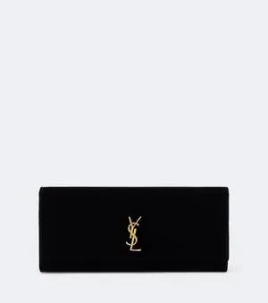 Saint Laurent Kate Small Leather-lined Velvet Clutch - Black