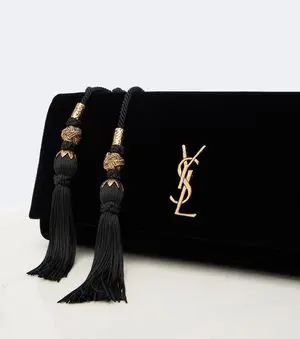 Saint Laurent Kate Small Leather-lined Velvet Clutch
