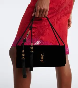 Saint Laurent Kate Small Leather-lined Velvet Clutch