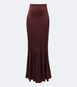 Max Mara Silk Satin Maxi Skirt - Burgundy