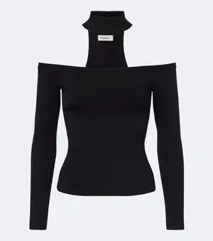 Simkhai Lila Off-shoulder Ribbed-knit Top - Black