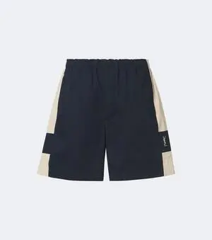 Saint Laurent Cassandre Cotton Canvas Shorts - Blue