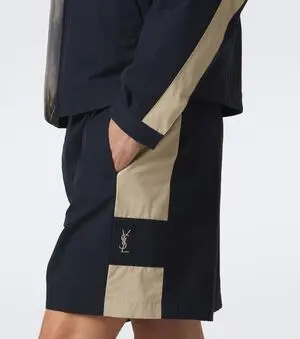 Saint Laurent Cassandre Cotton Canvas Shorts - Blue