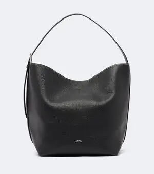 TOTEME Belted Medium Leather Tote Bag - Black