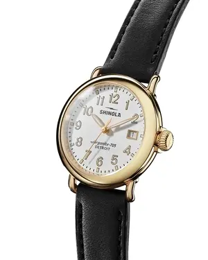 Shinola Runwell 3hd Leather Strap Watch, 36mm