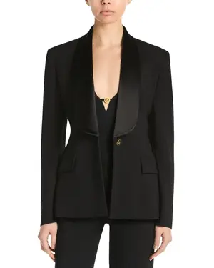 Versace Wool Stretch Satin Lapel Jacket
