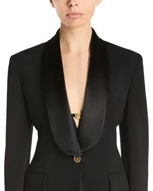 Versace Wool Stretch Satin Lapel Jacket