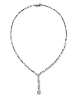 Bloomingdale'S Luxe Collection Certified Lab Grown Diamond Pear & Round Drop Lariat Necklace In 14k 5.0 Tcw - White Gold