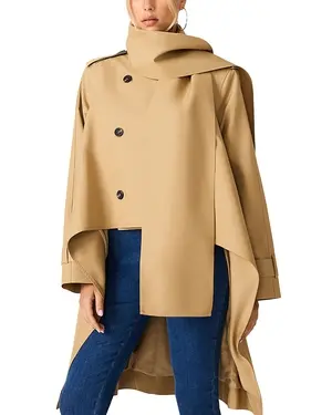 Steve Madden Caspian High Low Double Breasted Jacket - Medium Khaki