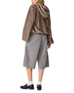 Steve Madden Mavis Zip Front Hooded Jacket - Silver Green