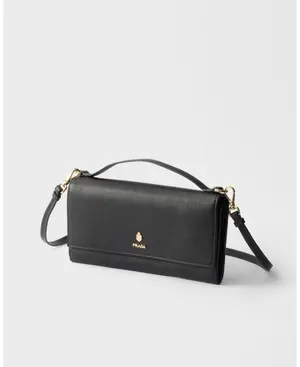 Prada Leather Wallet With Shoulder Strap