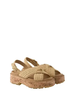 Prada Crochet Platform Sandals