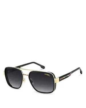 Carrera Eyewear Rectangular Double Bridge Sunglasses, 58mm - Black