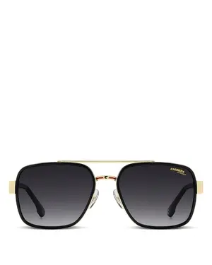 Carrera Eyewear Rectangular Double Bridge Sunglasses, 58mm - Black