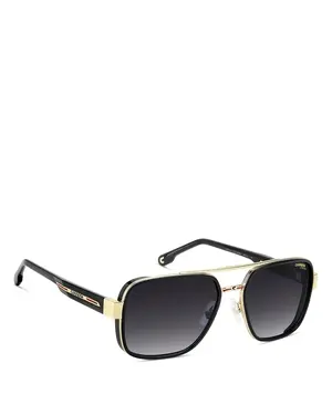 Carrera Eyewear Rectangular Double Bridge Sunglasses, 58mm - Black