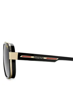 Carrera Eyewear Rectangular Double Bridge Sunglasses, 58mm - Black