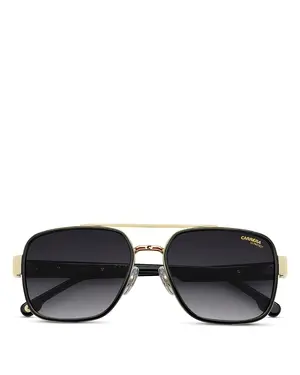 Carrera Eyewear Rectangular Double Bridge Sunglasses, 58mm - Black