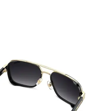 Carrera Eyewear Rectangular Double Bridge Sunglasses, 58mm - Black