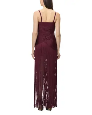 Herve Leger The Carly Draped Fringe Gown