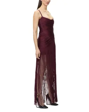 Herve Leger The Carly Draped Fringe Gown