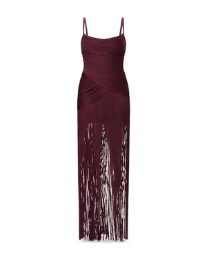 Herve Leger The Carly Draped Fringe Gown