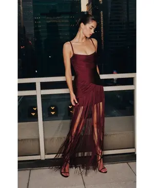 Herve Leger Carly Gown - Deep Red