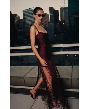 Herve Leger Carly Gown - Deep Red