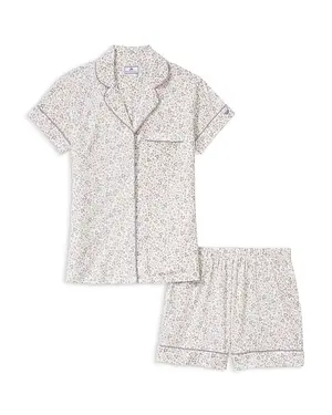 PETITE PLUME Cotton Printed Short Sleeve Pajama Set - Light Tan