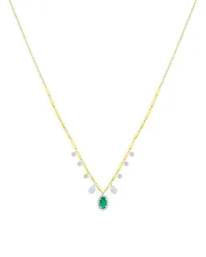Meira T 14k White & Yellow Emerald & Diamond Necklace, 16 - Gold