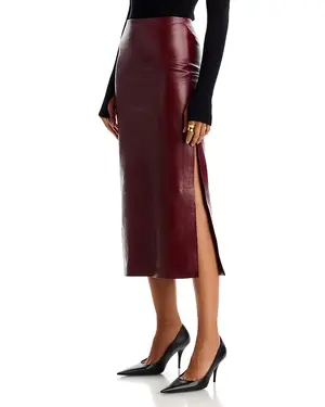 Alice + Olivia Maeve Faux Leather Skirt - Cognac