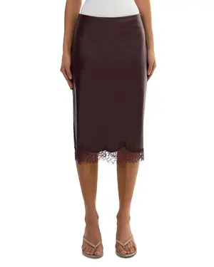 LAMARQUE Sonja Lace Trim Faux Leather Skirt - Vamp